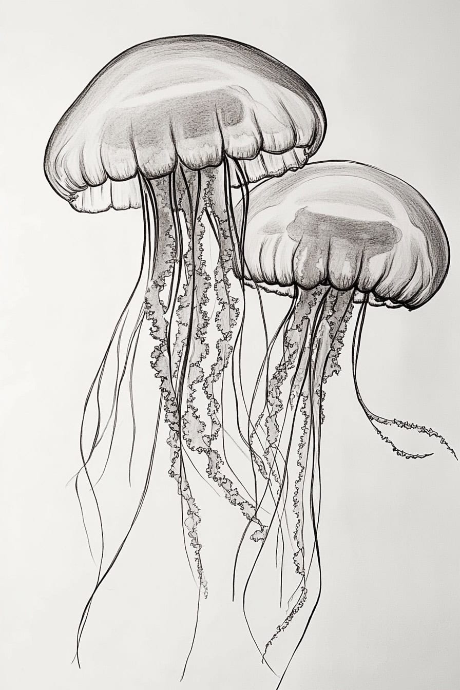 Drifting Designs: 37 Enchanting Jellyfish Drawings - The Sketch ...