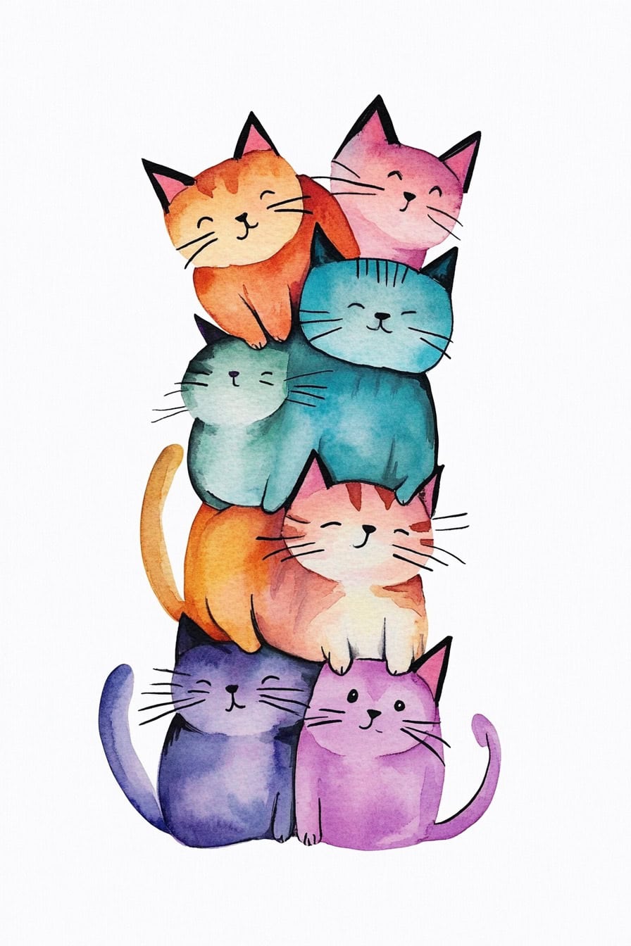 87 Whiskered Wonders: Cat Watercolor Art - The Sketch & Doodle Club