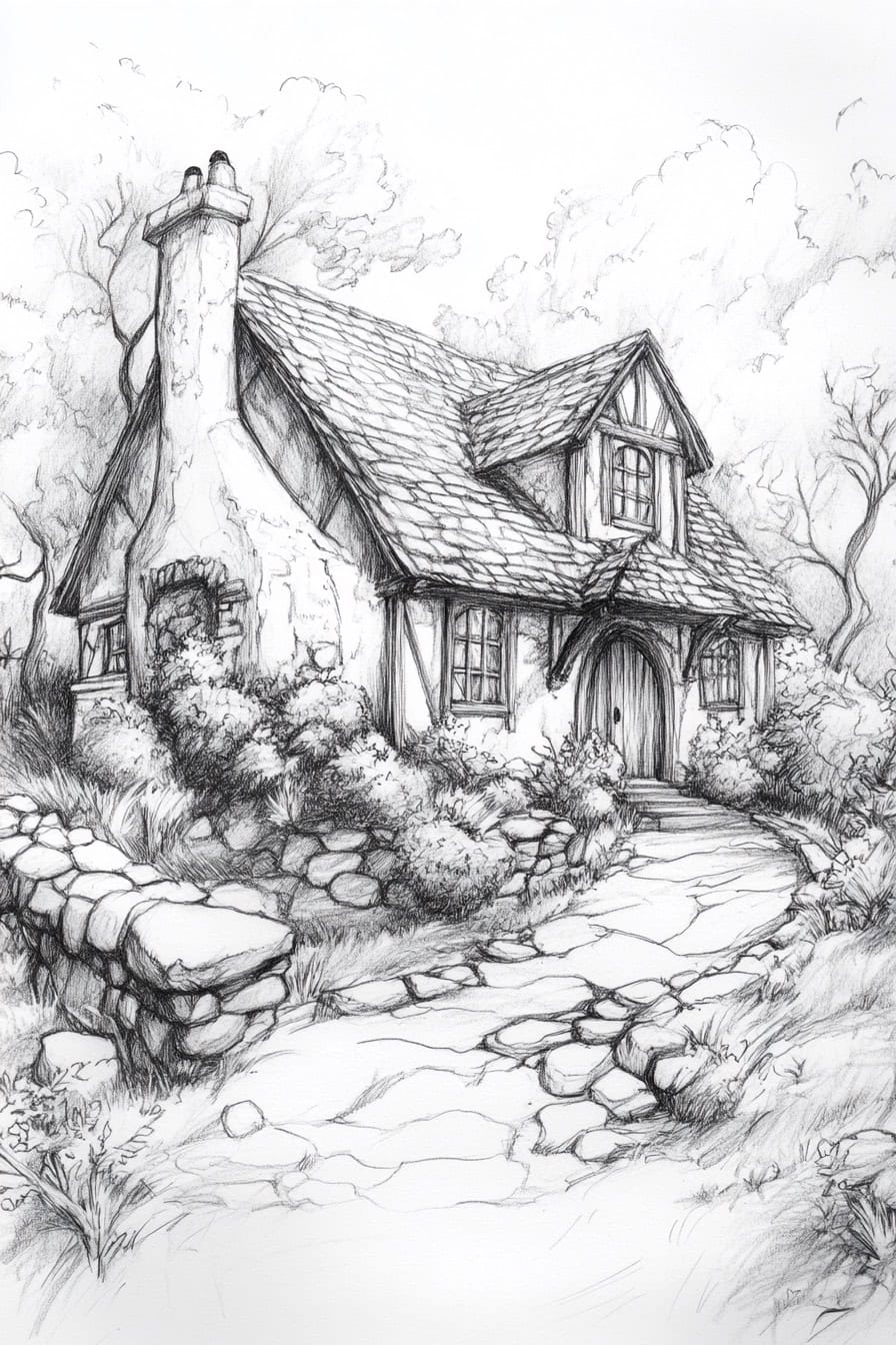 50 Whimsical Cottage Sketches & Drawings Ideas You Will Love - The ...