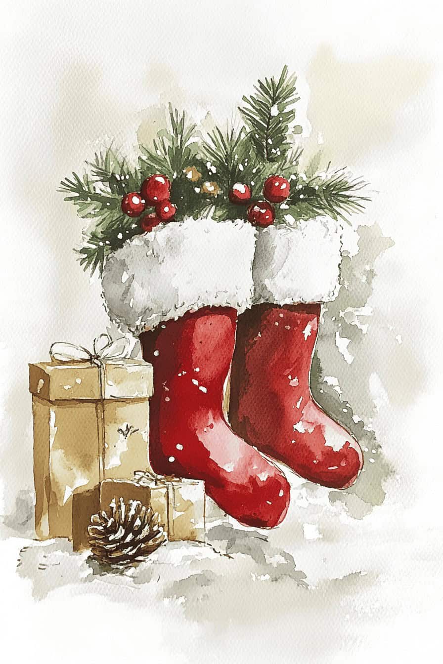 100 Festive Christmas Watercolor Ideas For Cards and More - The Sketch ...