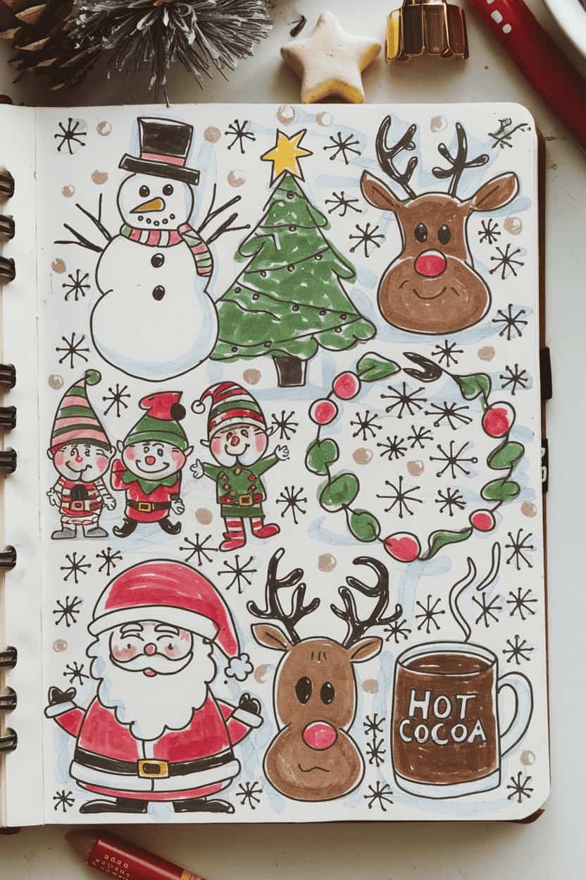 40 Cute Christmas Doodle Ideas You Will Adore - The Sketch & Doodle Club