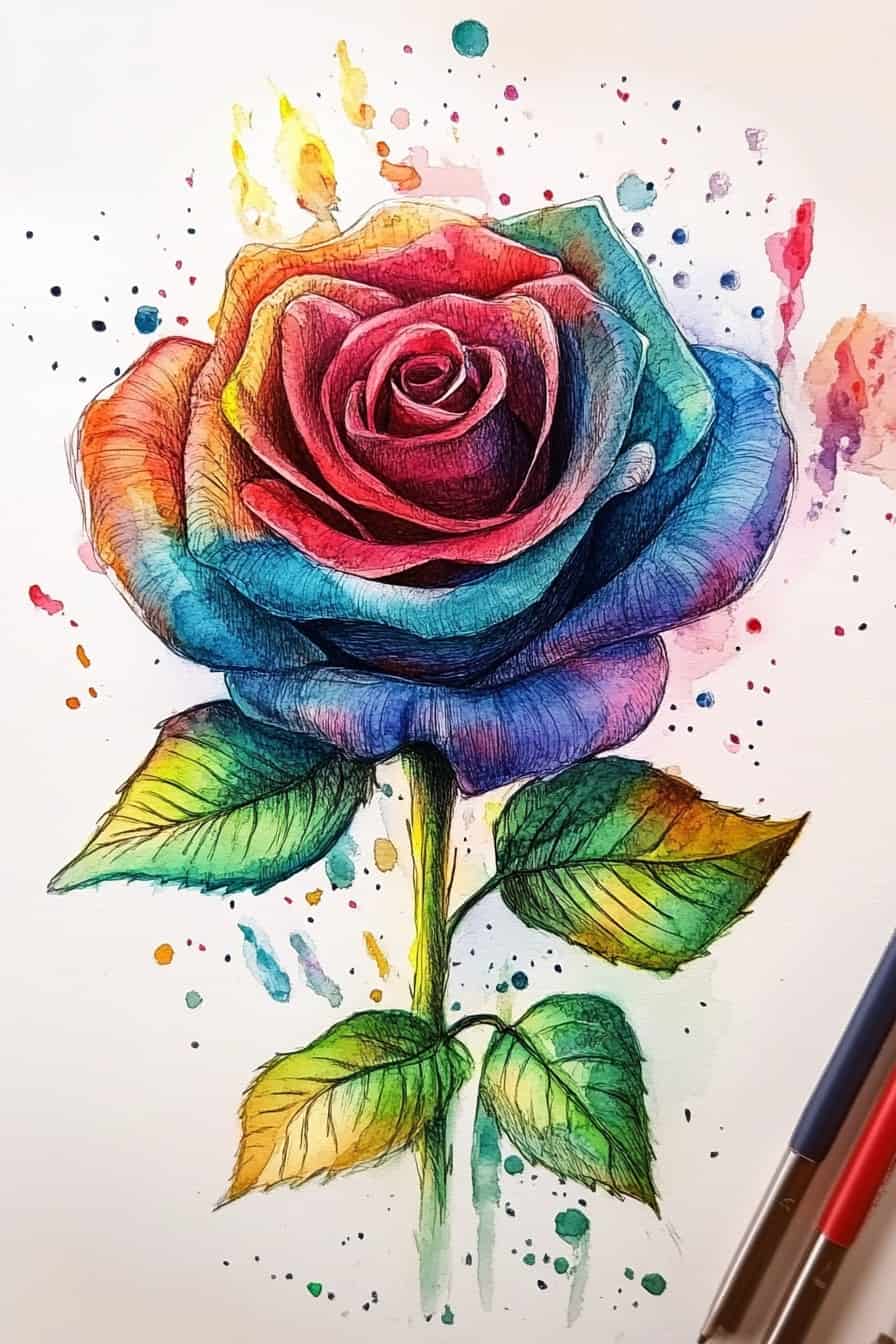 75 Beautiful Paintings of Watercolor Roses: Get Inspired - The Sketch ...