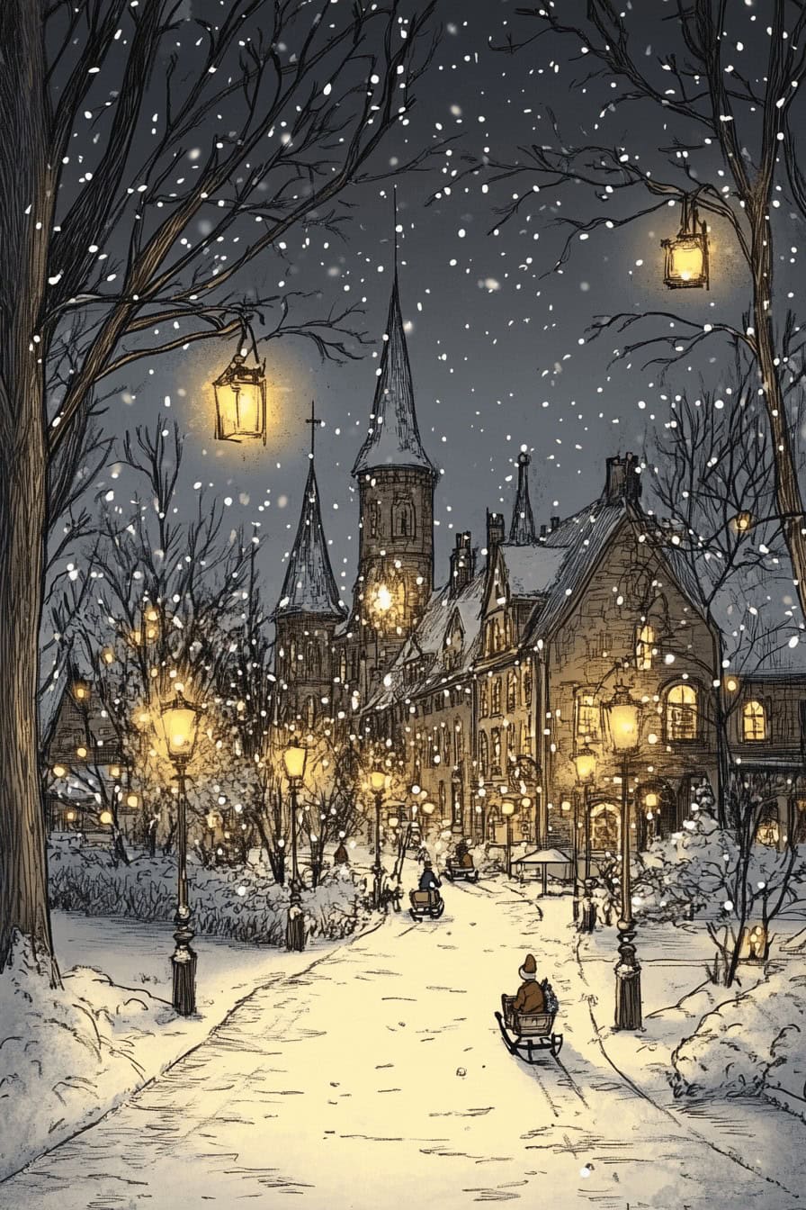 50 Cozy Christmas Winter Scenes That Will Warm Your Heart - The Sketch ...
