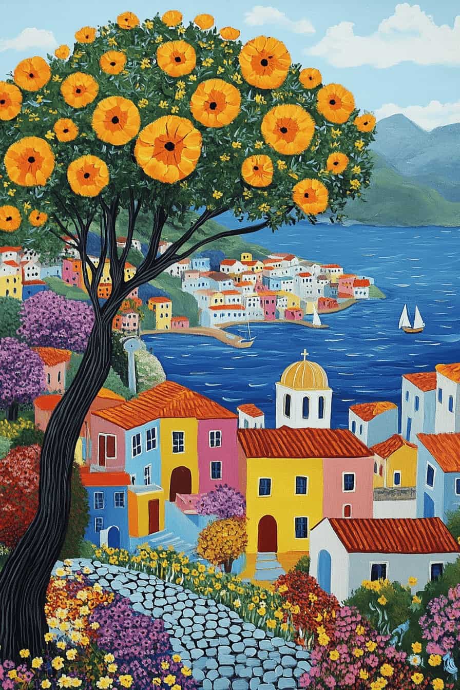 85 Breath-Taking Greece Paintings You Must See - The Sketch & Doodle Club