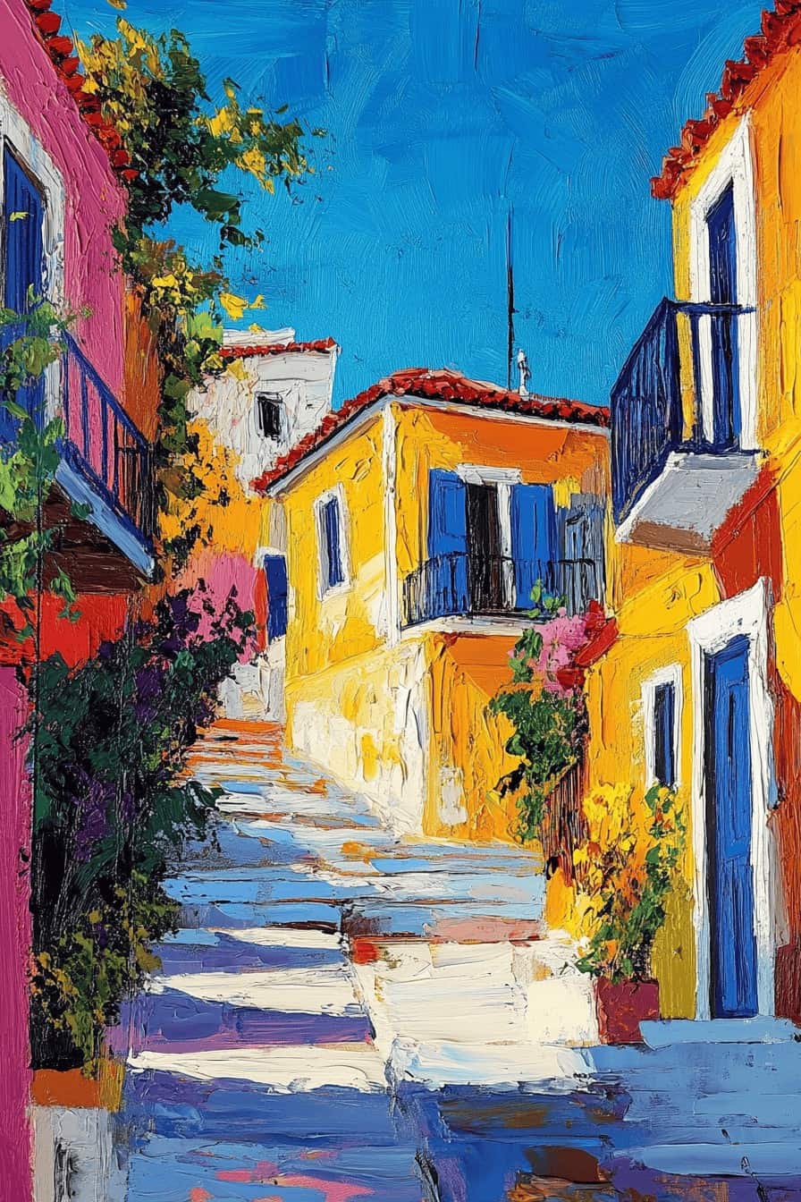 85 Breath-Taking Greece Paintings You Must See - The Sketch & Doodle Club