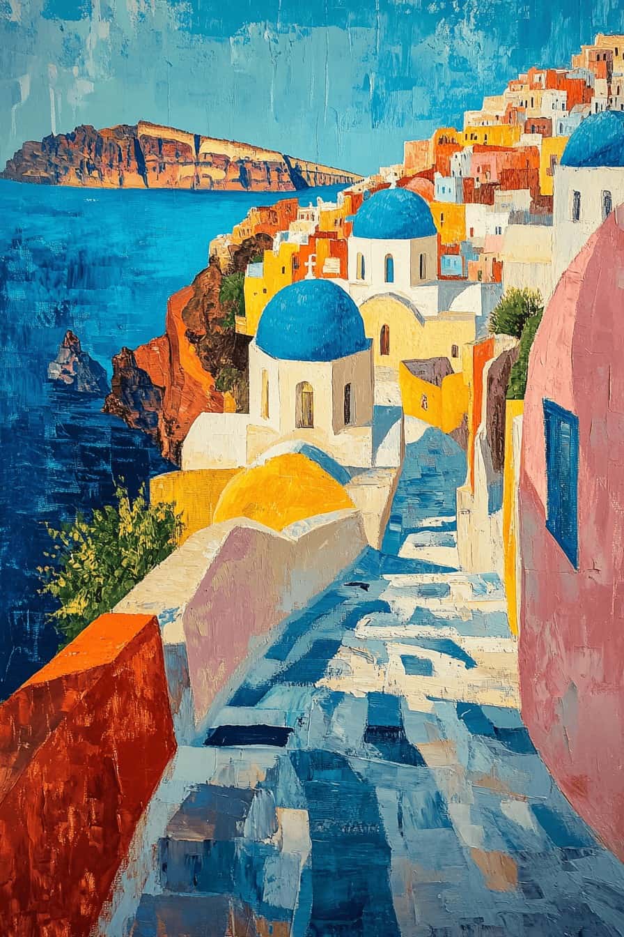 85 Breath-Taking Greece Paintings You Must See - The Sketch & Doodle Club