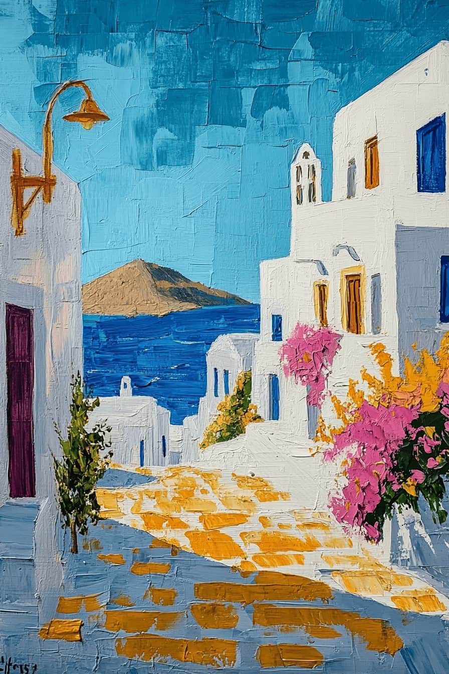 85 Breath-Taking Greece Paintings You Must See - The Sketch & Doodle Club