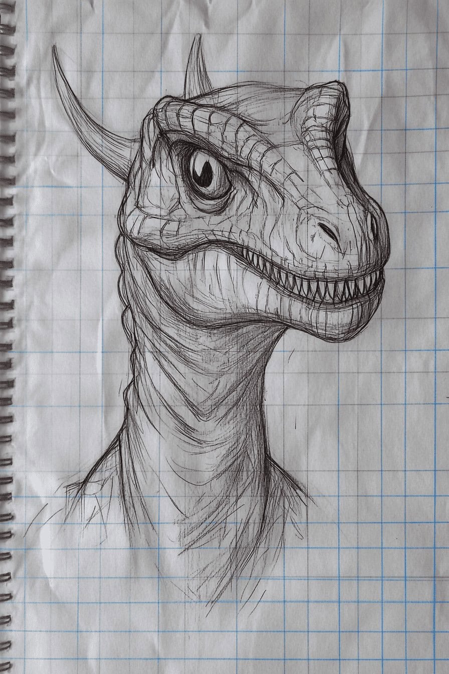 60 Epic Dinosaur Drawings To Inspire You - The Sketch & Doodle Club