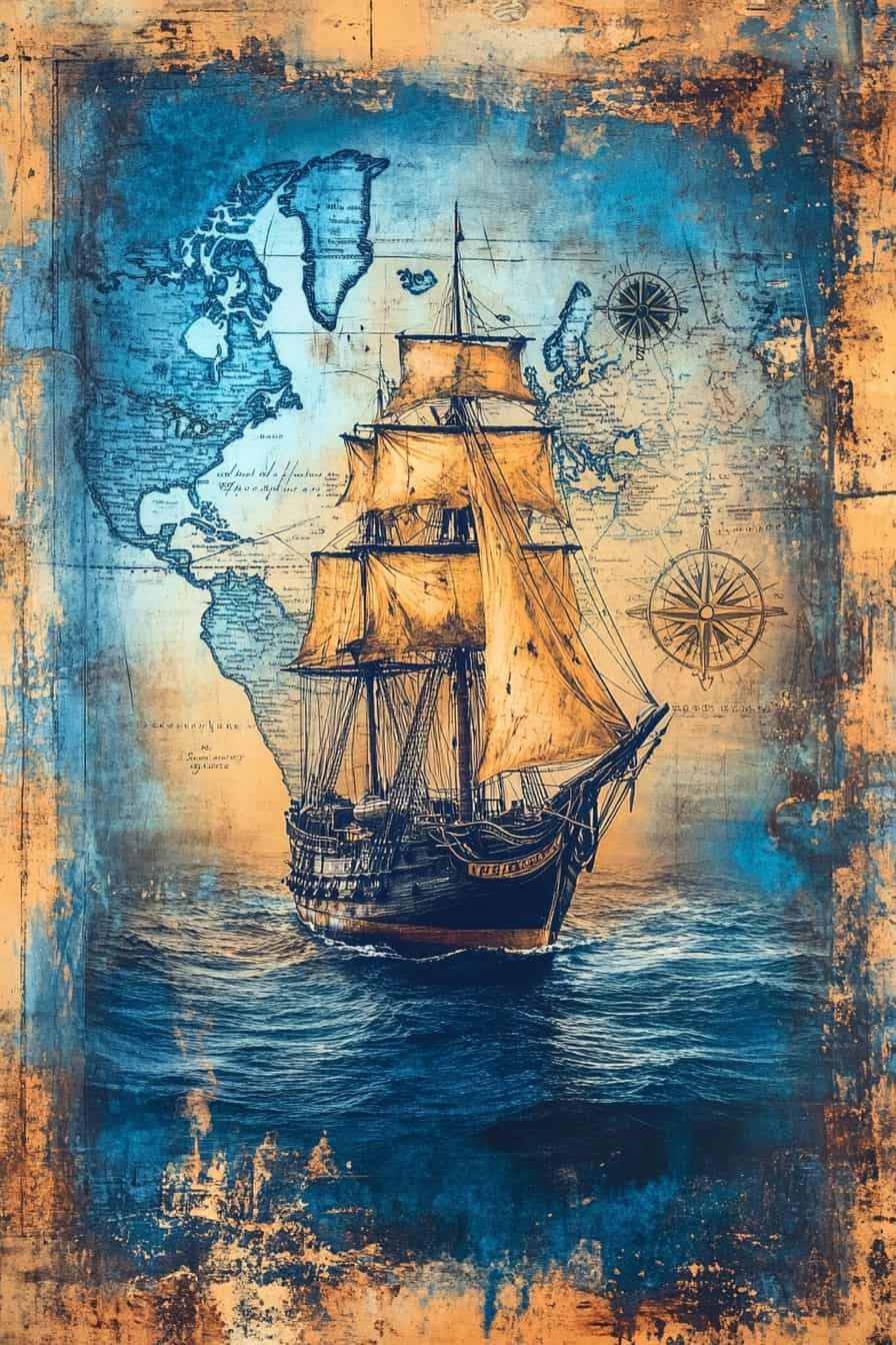60+ Cool Nautical Vintage Digital Papers {Free} - The Sketch & Doodle Club