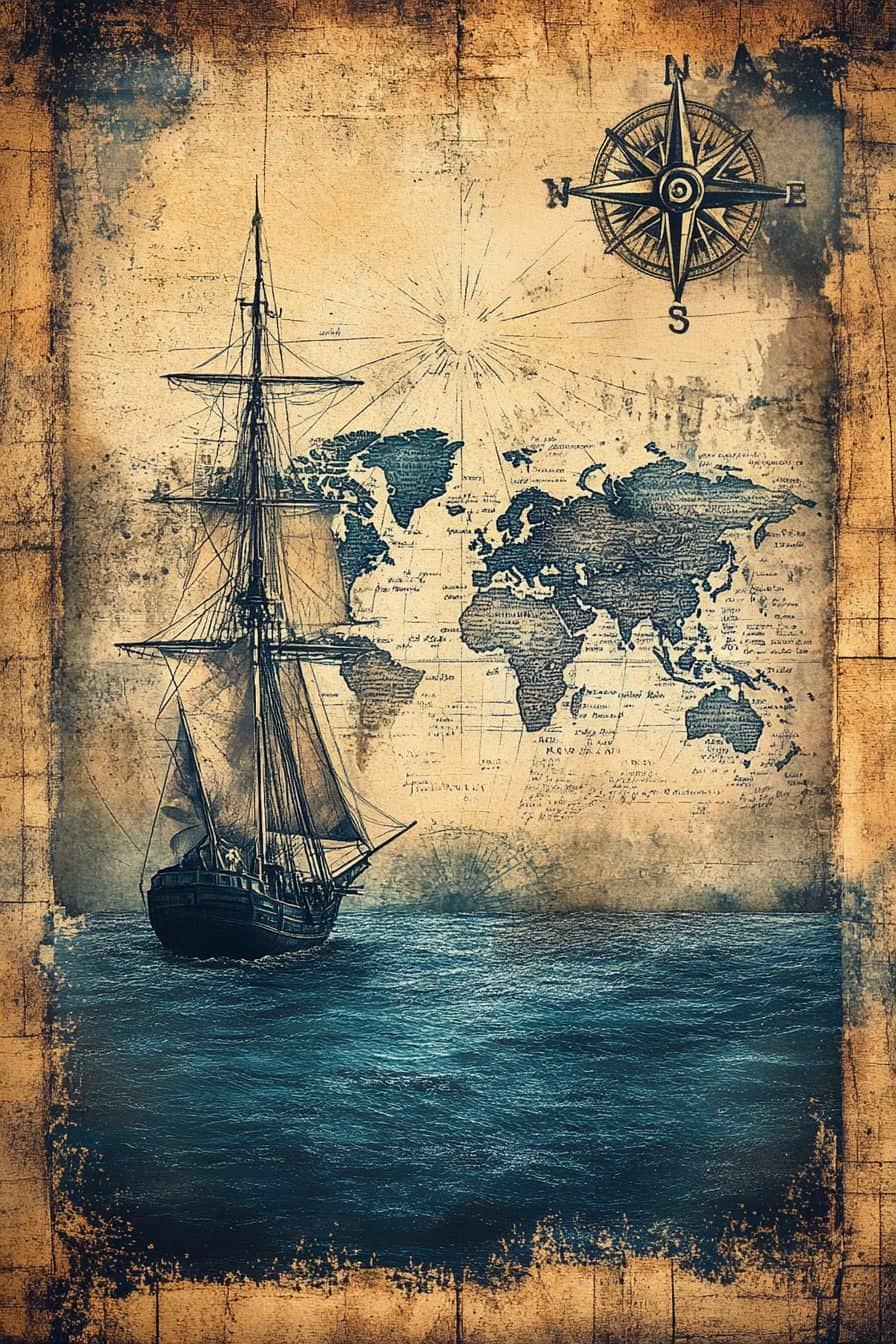 60+ Cool Nautical Vintage Digital Papers {Free} - The Sketch & Doodle Club