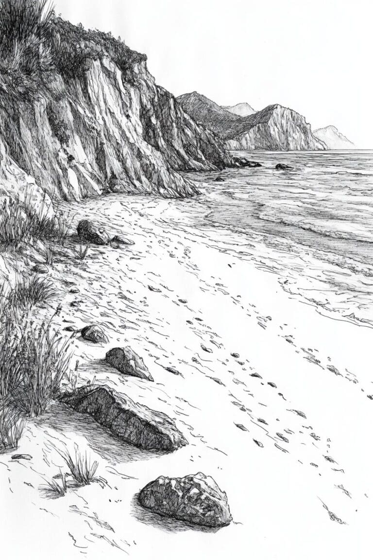 50 Beach Drawing Ideas to Capture the Ocean Vibes - The Sketch & Doodle ...