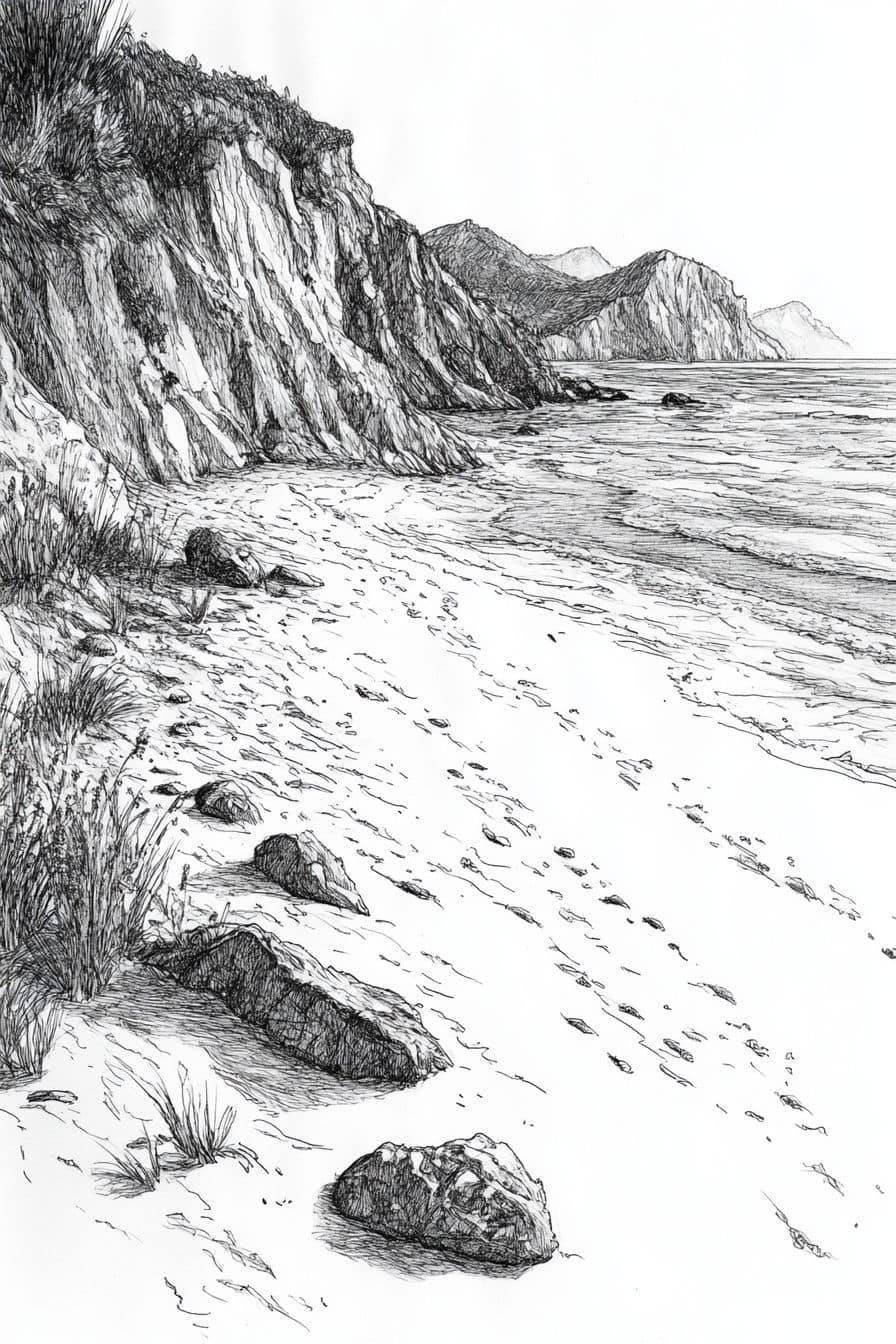 50 Beach Drawing Ideas to Capture the Ocean Vibes - The Sketch & Doodle ...