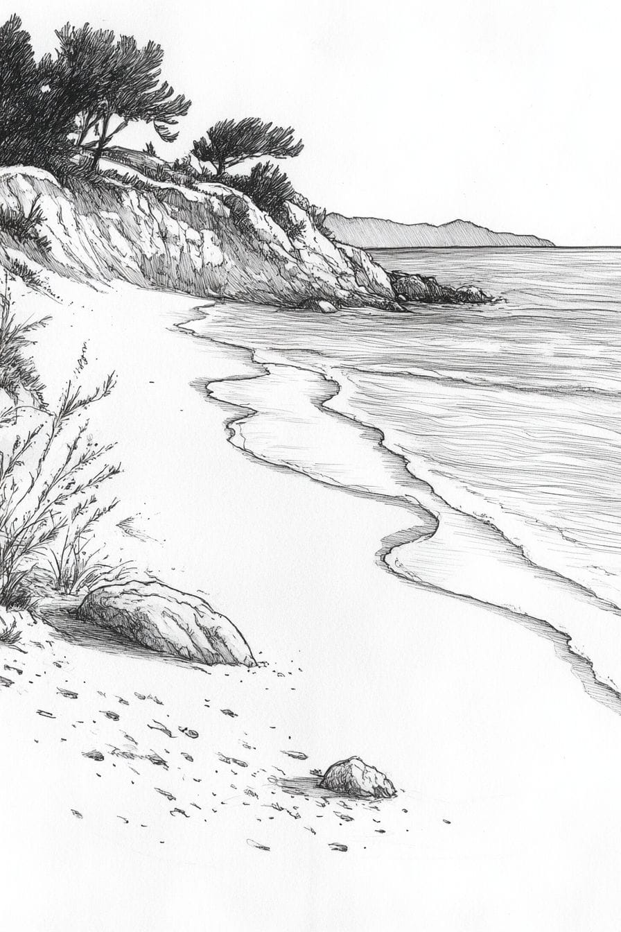50 Beach Drawing Ideas to Capture the Ocean Vibes - The Sketch & Doodle ...