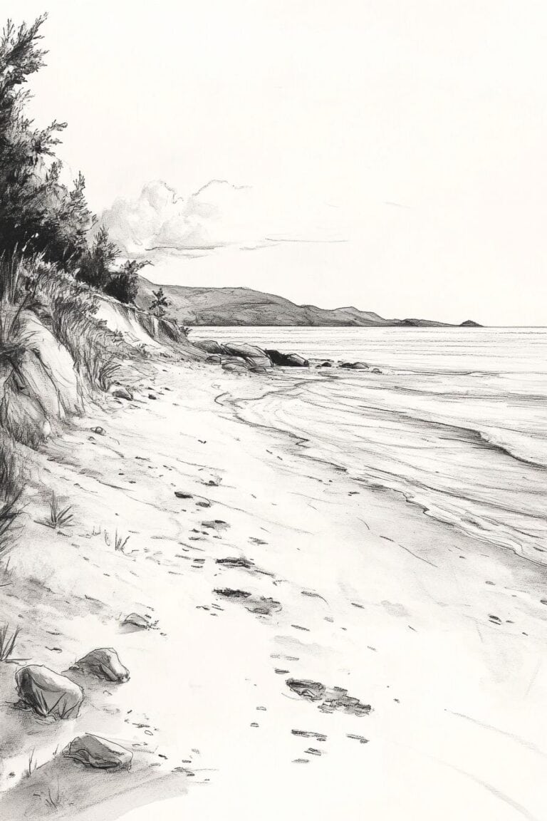 50 Beach Drawing Ideas to Capture the Ocean Vibes - The Sketch & Doodle ...