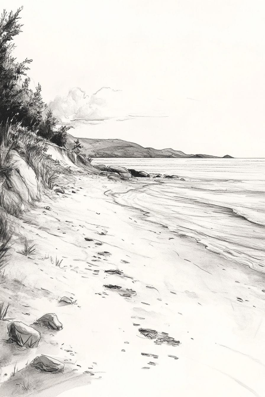 50 Beach Drawing Ideas to Capture the Ocean Vibes - The Sketch & Doodle ...