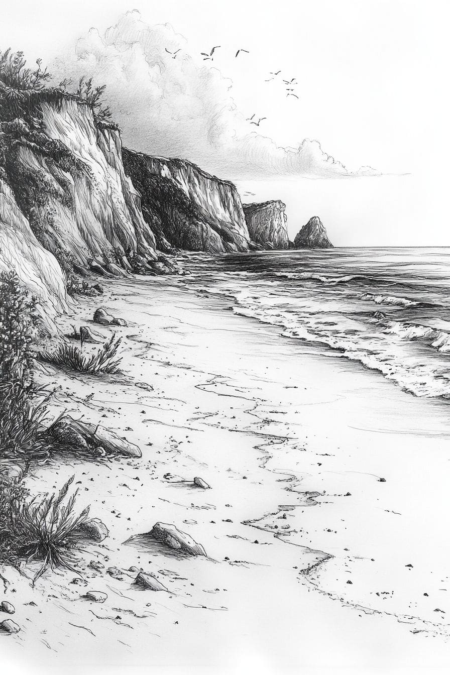 50 Beach Drawing Ideas to Capture the Ocean Vibes - The Sketch & Doodle ...