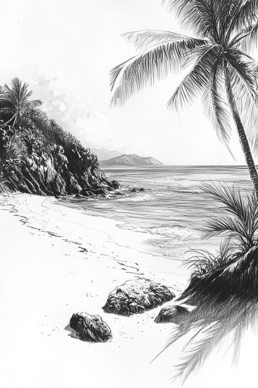 50 Beach Drawing Ideas to Capture the Ocean Vibes - The Sketch & Doodle ...
