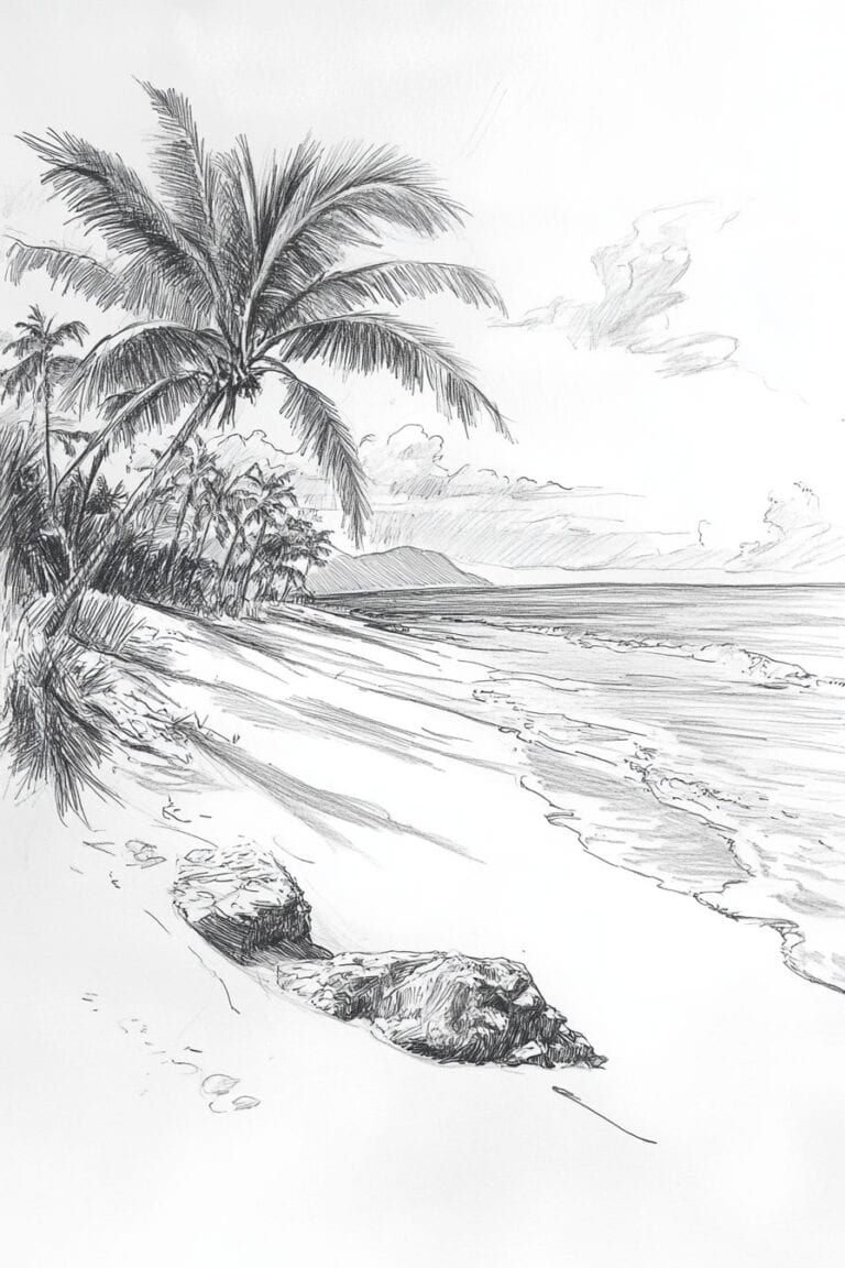 50 Beach Drawing Ideas to Capture the Ocean Vibes - The Sketch & Doodle ...