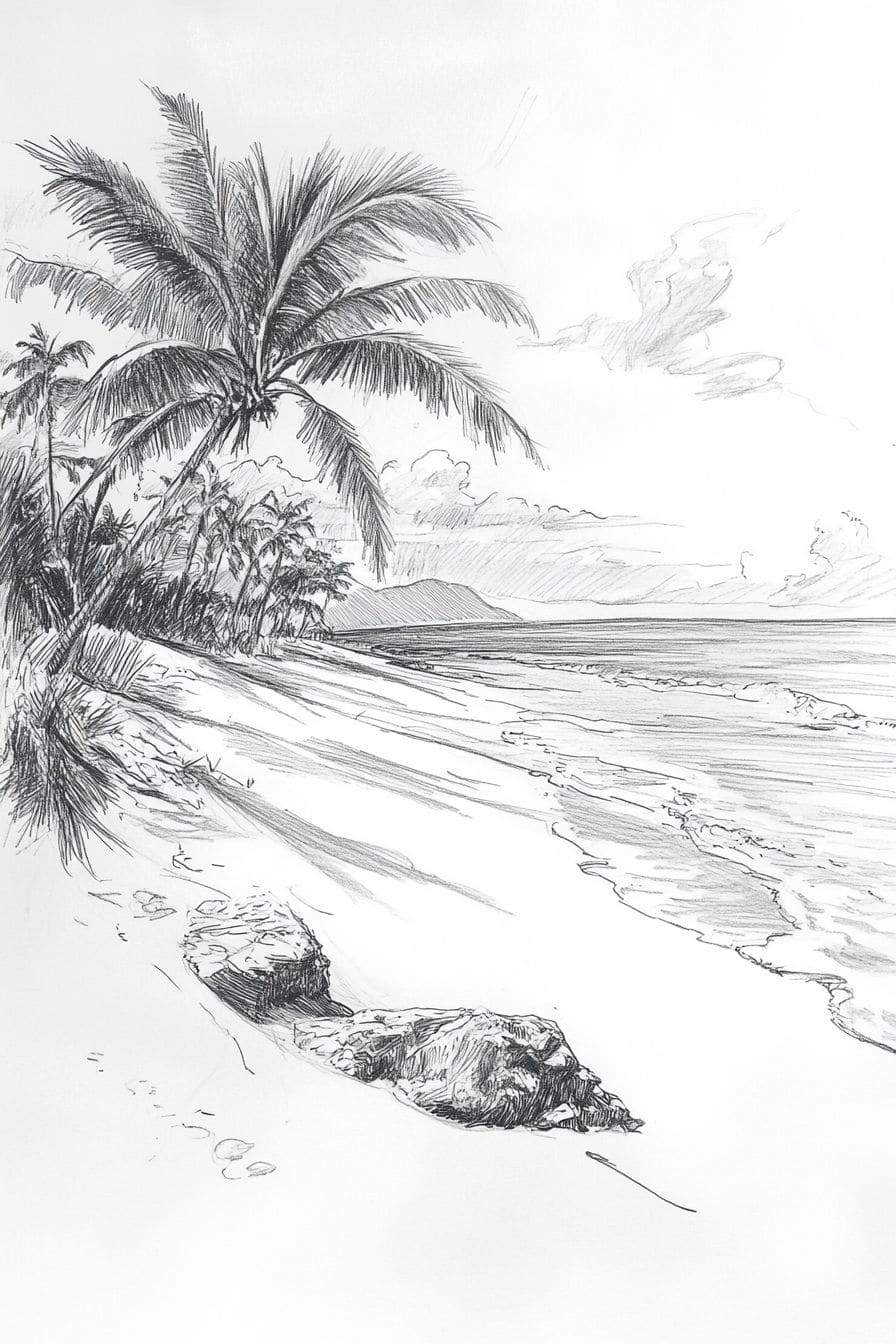 50 Beach Drawing Ideas to Capture the Ocean Vibes - The Sketch & Doodle ...