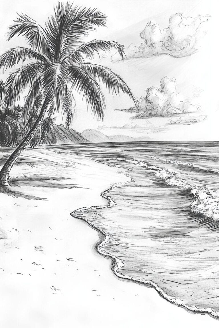 50 Beach Drawing Ideas to Capture the Ocean Vibes - The Sketch & Doodle ...