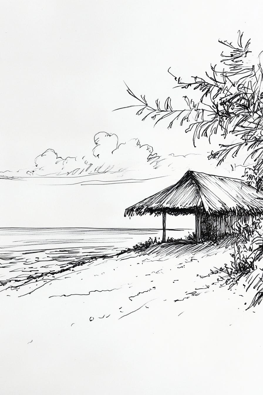 50 Beach Drawing Ideas to Capture the Ocean Vibes - The Sketch & Doodle ...