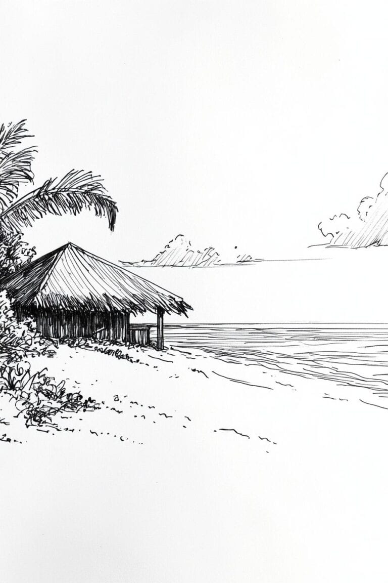 50 Beach Drawing Ideas to Capture the Ocean Vibes - The Sketch & Doodle ...