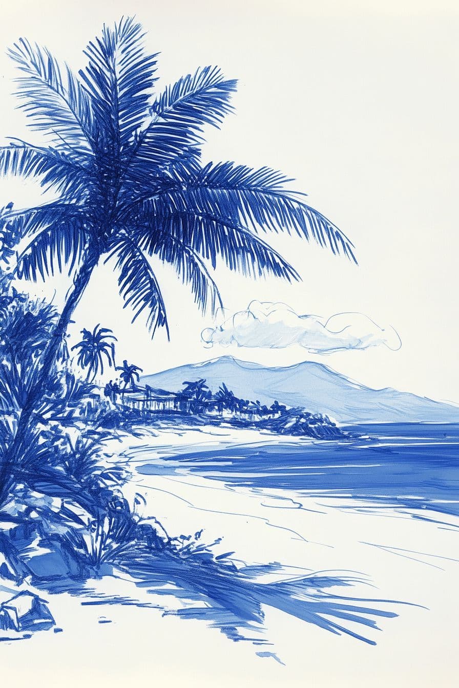 50 Beach Drawing Ideas to Capture the Ocean Vibes - The Sketch & Doodle ...