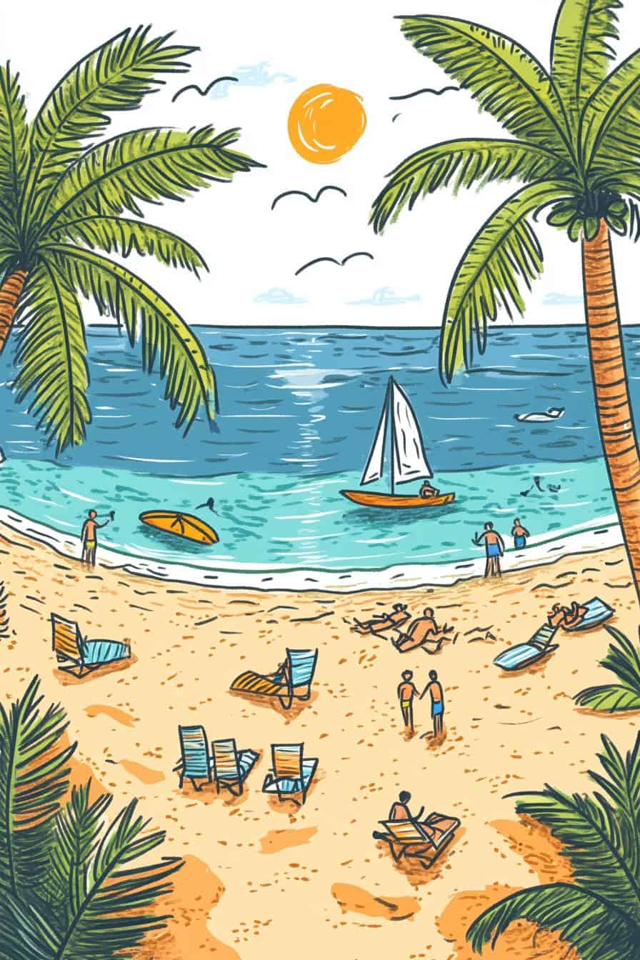 50 Beach Drawing Ideas to Capture the Ocean Vibes - The Sketch & Doodle ...