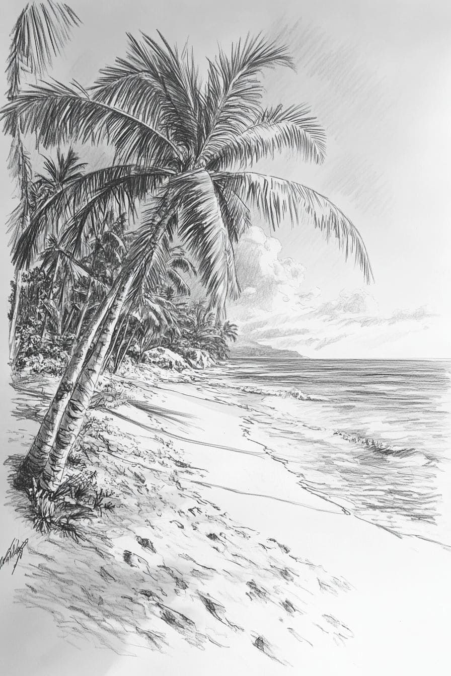 50 Beach Drawing Ideas to Capture the Ocean Vibes - The Sketch & Doodle ...