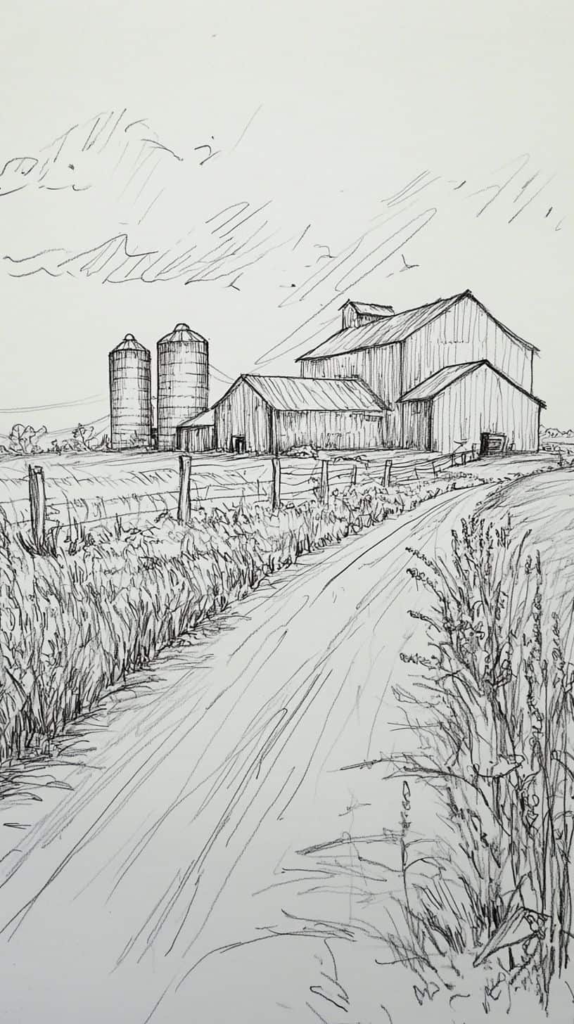 47 Farm Drawing Ideas to Capture Rural Beauty - The Sketch & Doodle Club