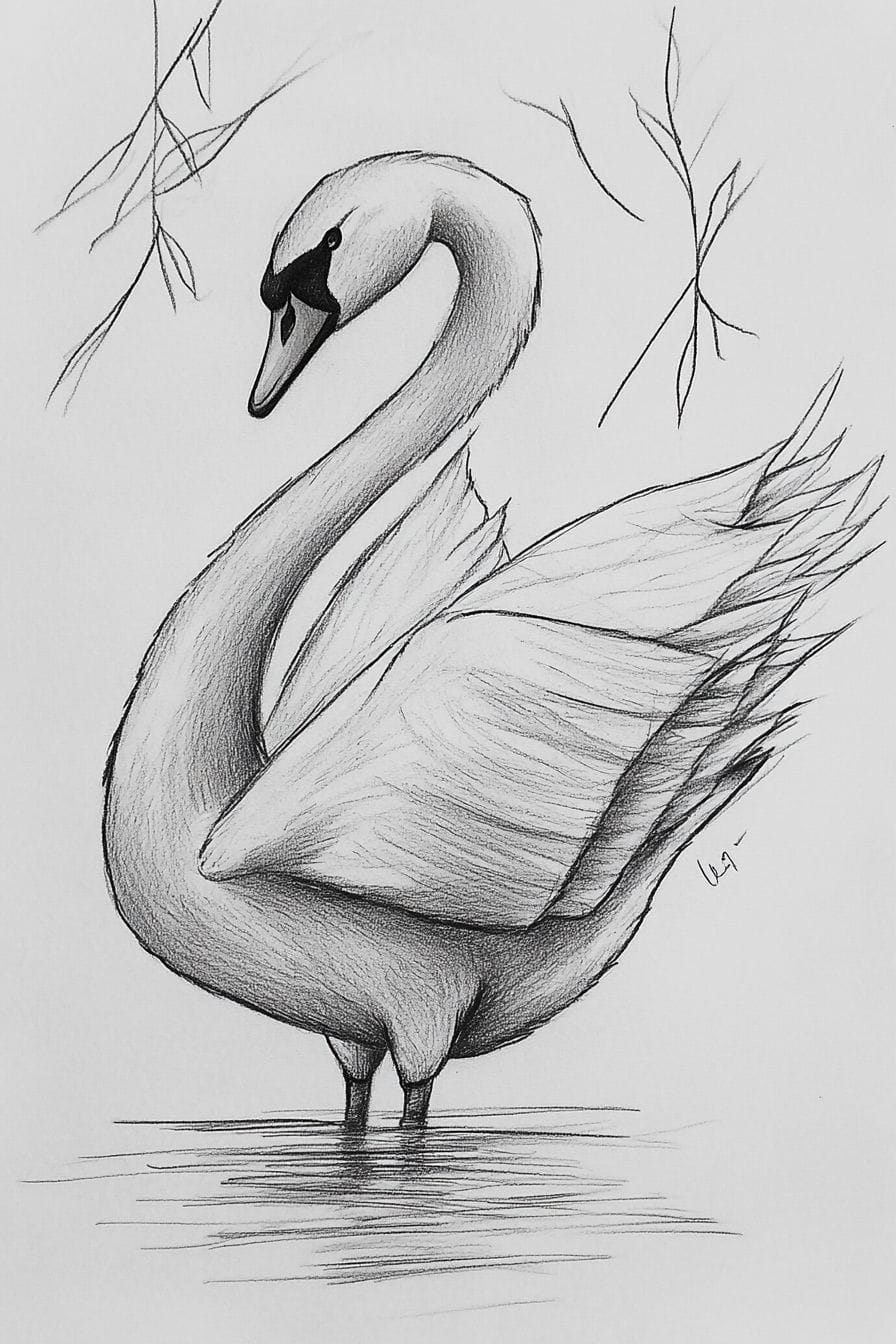 40 Swan Drawing Ideas to Capture Grace and Elegance - The Sketch ...
