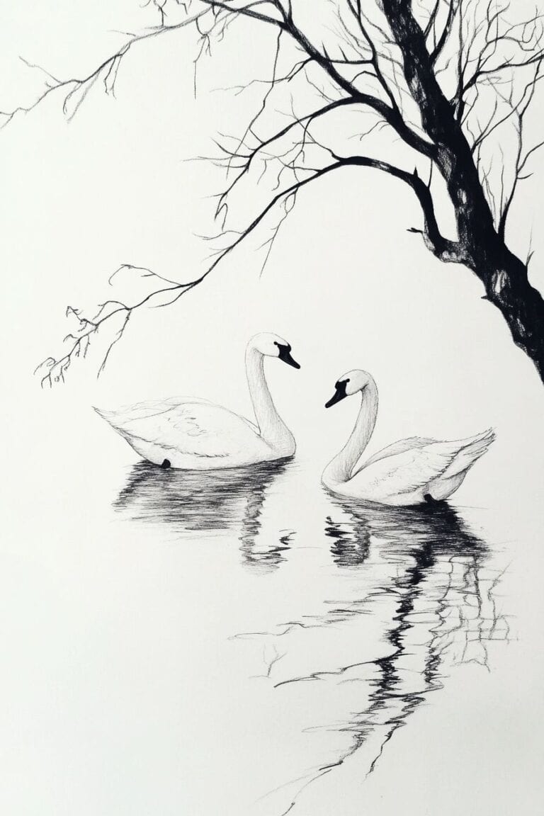 40 Swan Drawing Ideas to Capture Grace and Elegance - The Sketch ...