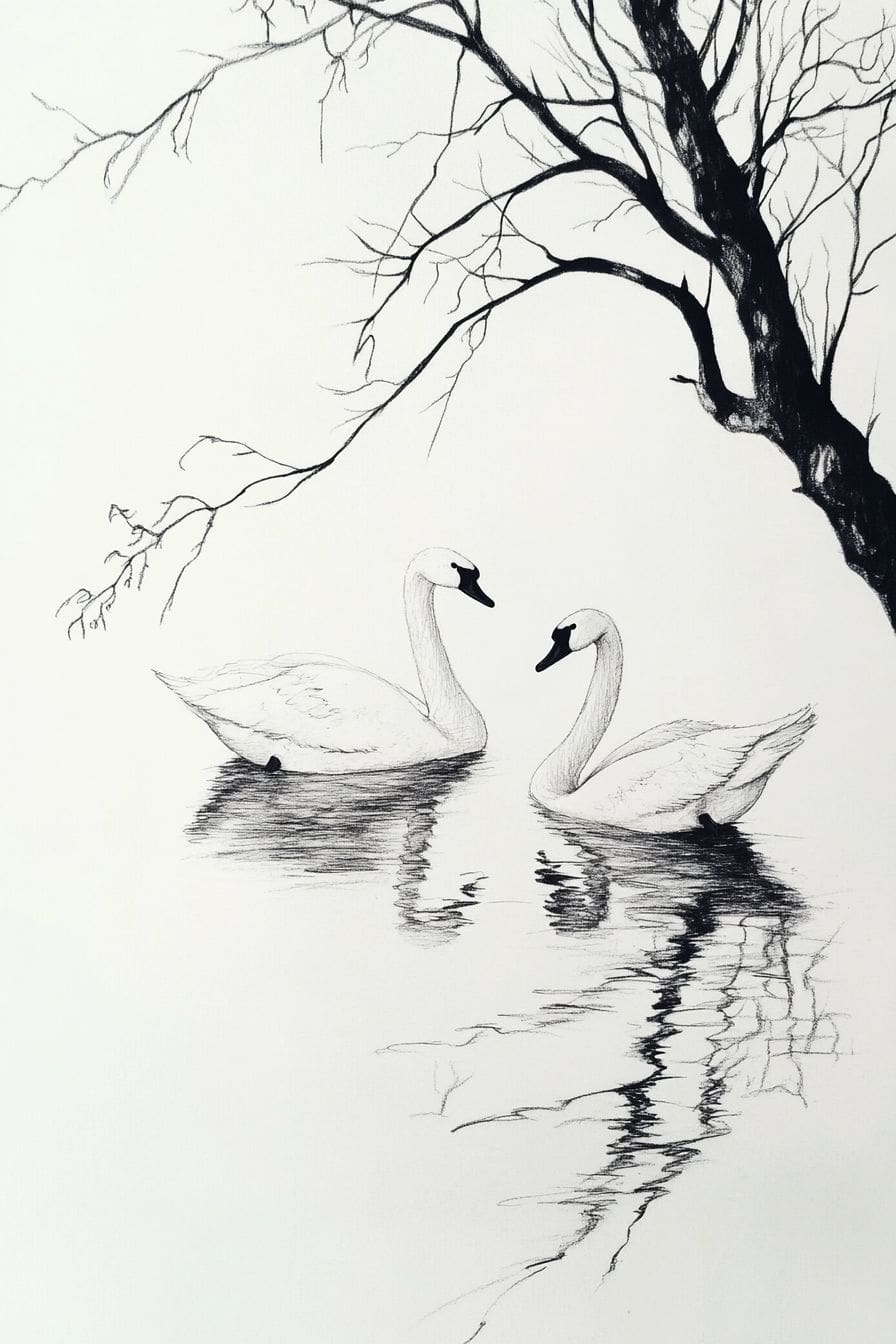 40 Swan Drawing Ideas to Capture Grace and Elegance - The Sketch ...