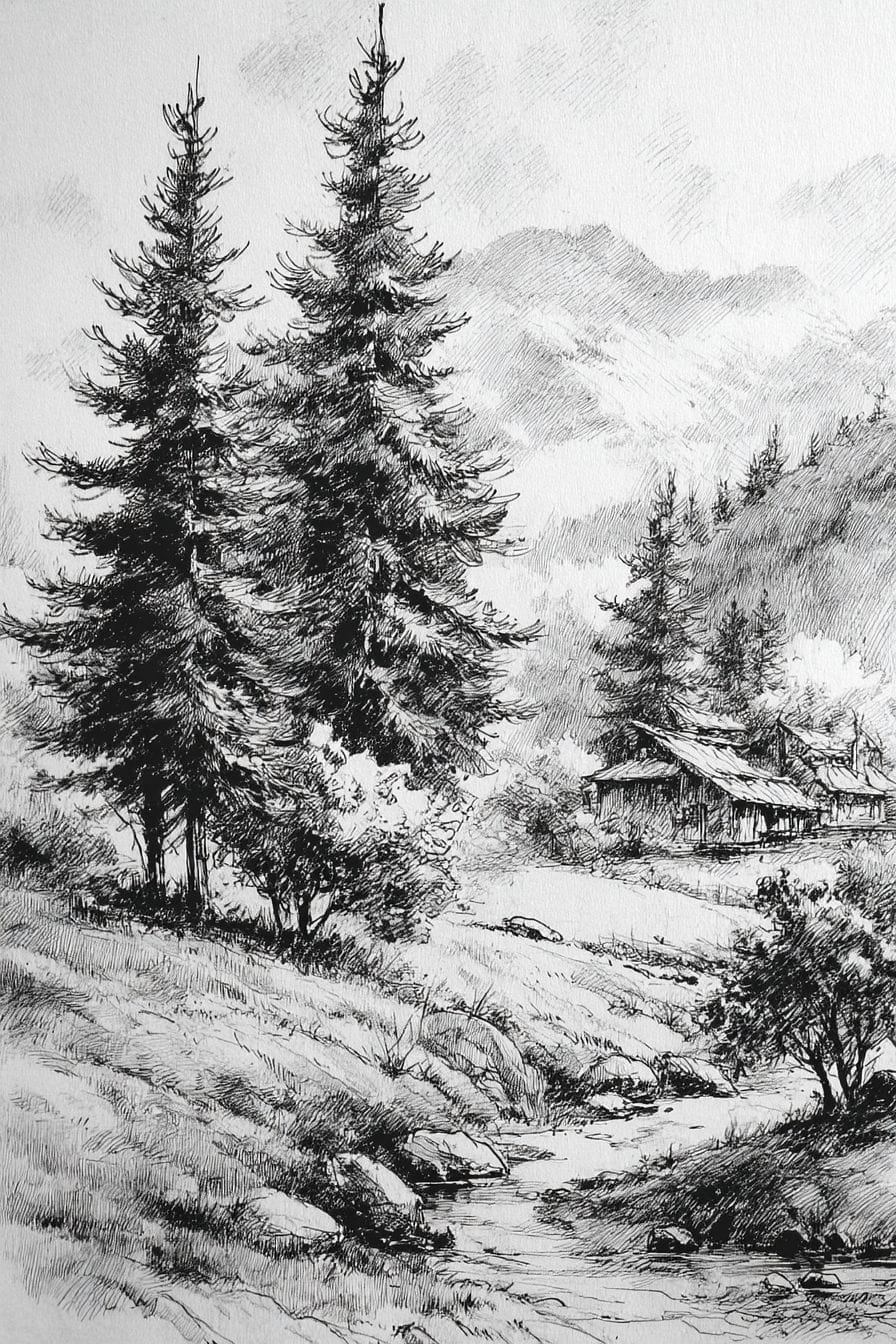 70+ Landscape Drawing Ideas to Ignite Your Inner Artist - The Sketch ...