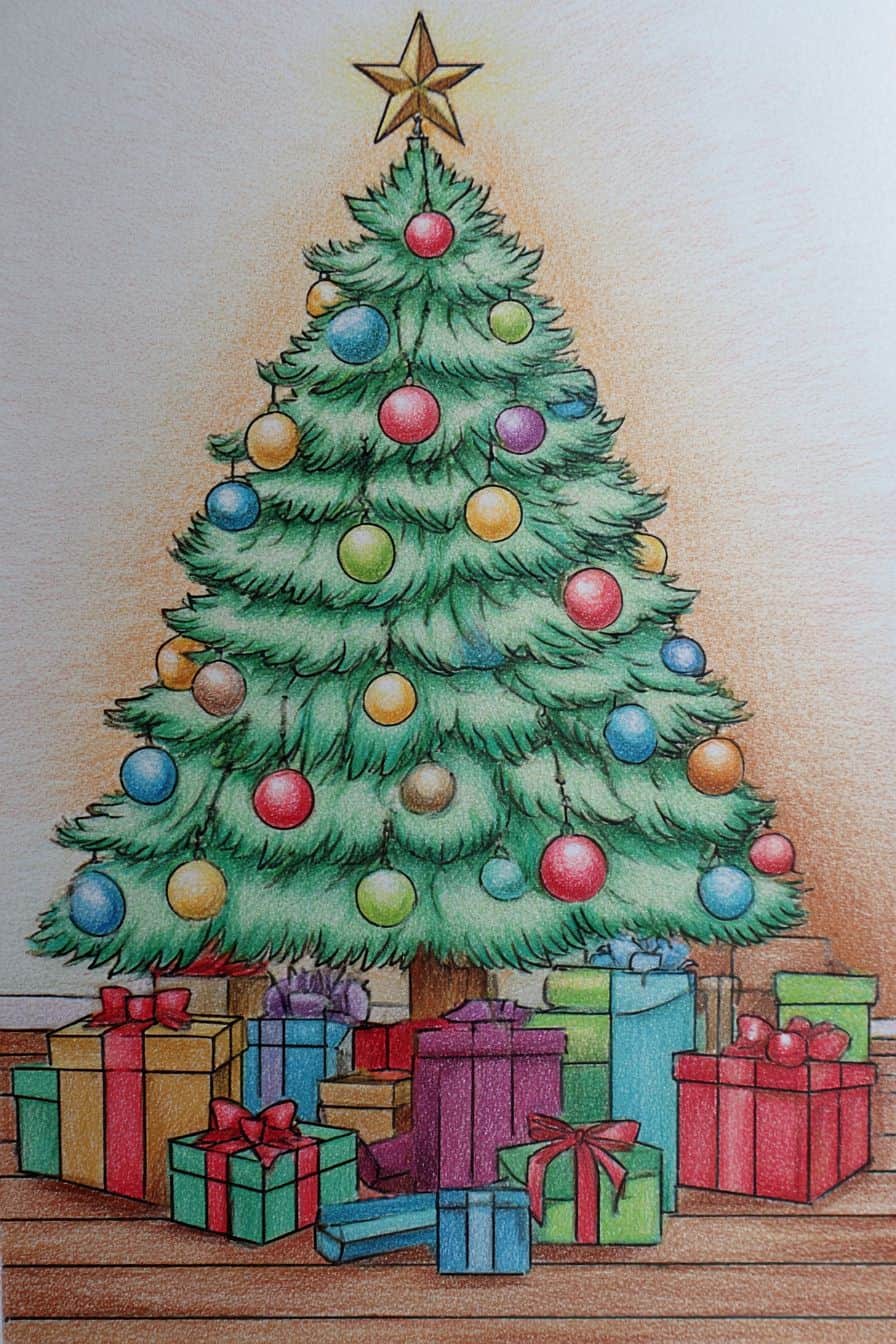 50 Christmas Tree Drawing Ideas: From Classic to Whimsical - The Sketch ...