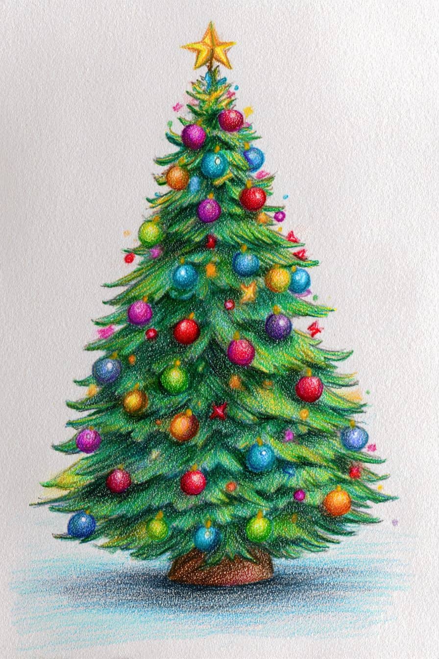 50 Christmas Tree Drawing Ideas: From Classic to Whimsical - The Sketch ...