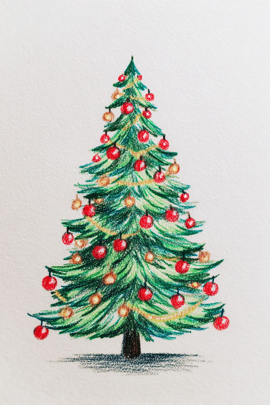 50 Christmas Tree Drawing Ideas: From Classic to Whimsical - The Sketch ...