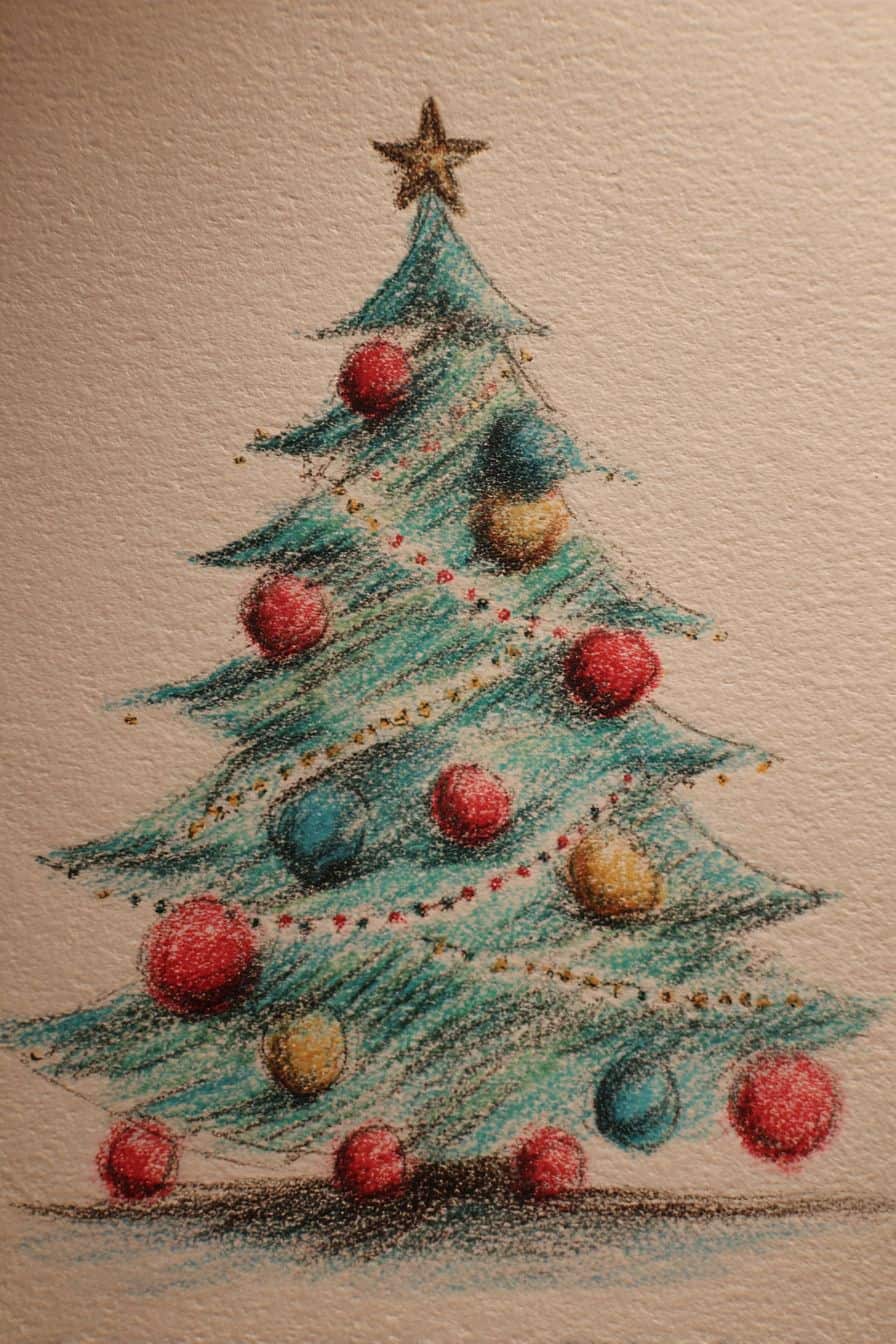 50 Christmas Tree Drawing Ideas: From Classic to Whimsical - The Sketch ...