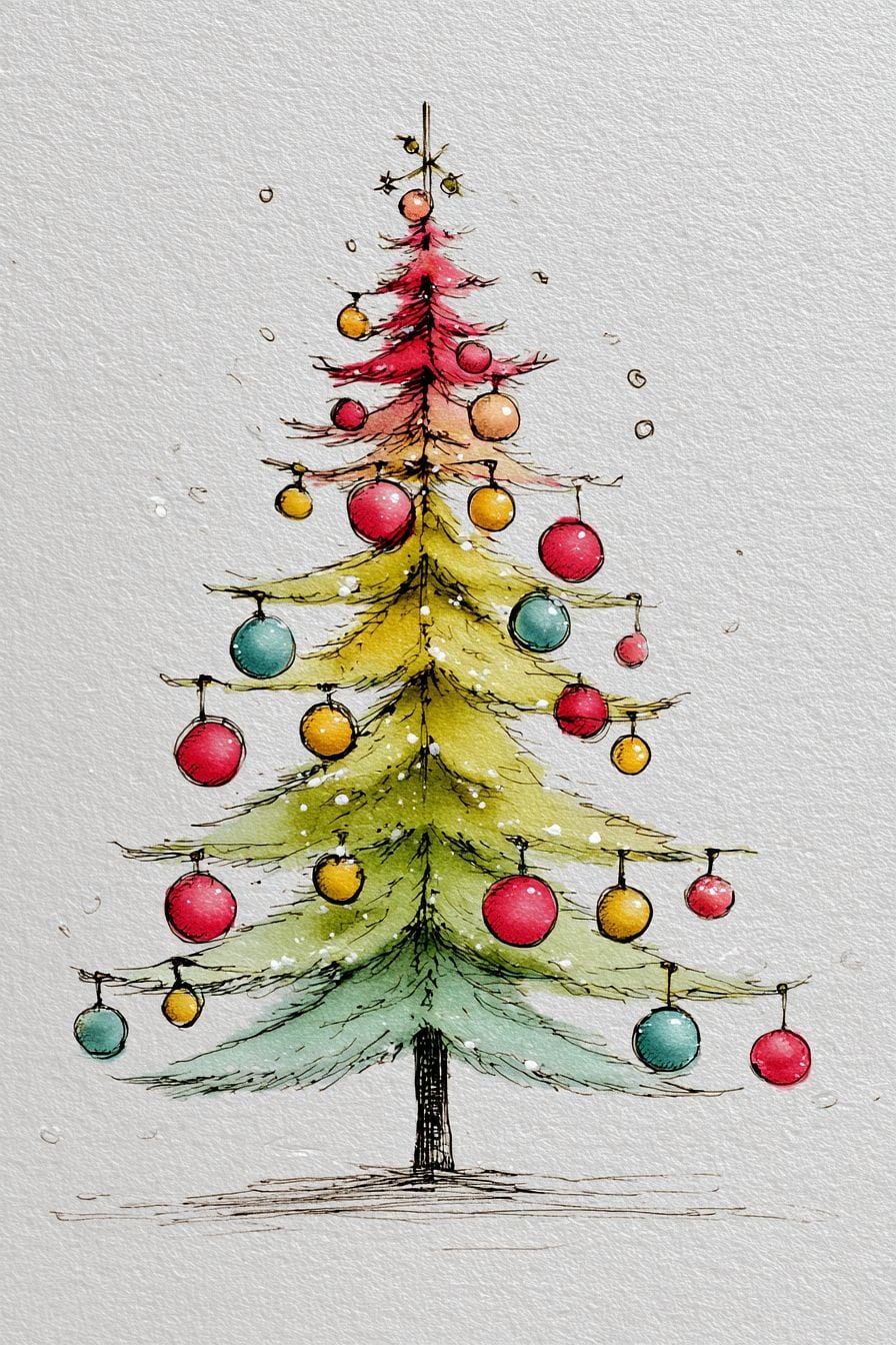 50 Christmas Tree Drawing Ideas: From Classic to Whimsical - The Sketch ...