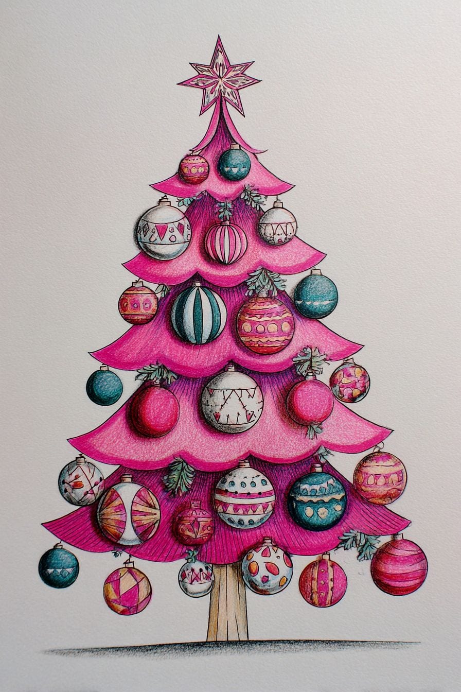 50 Christmas Tree Drawing Ideas: From Classic to Whimsical - The Sketch ...