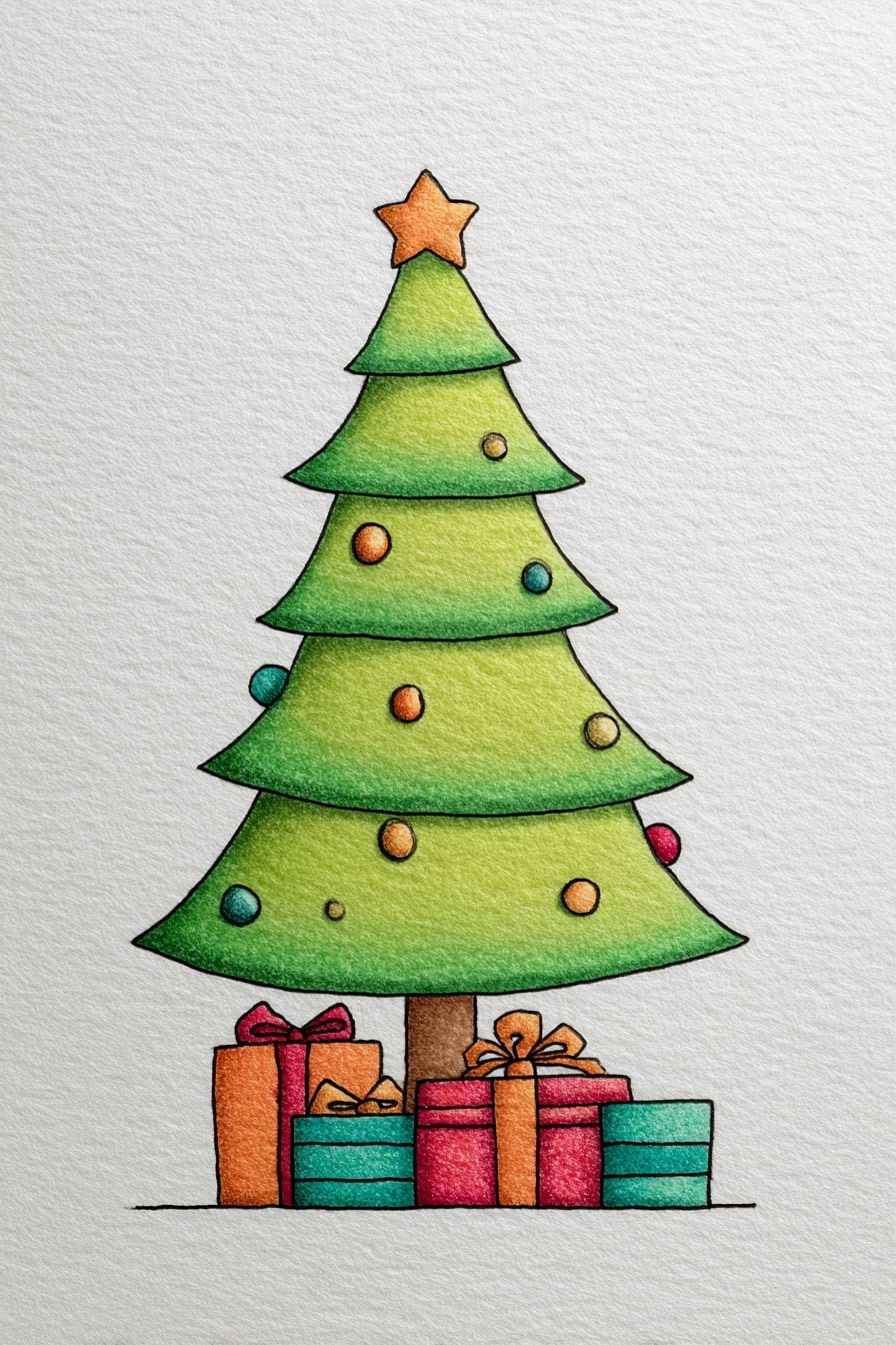 50 Christmas Tree Drawing Ideas: From Classic to Whimsical - The Sketch ...