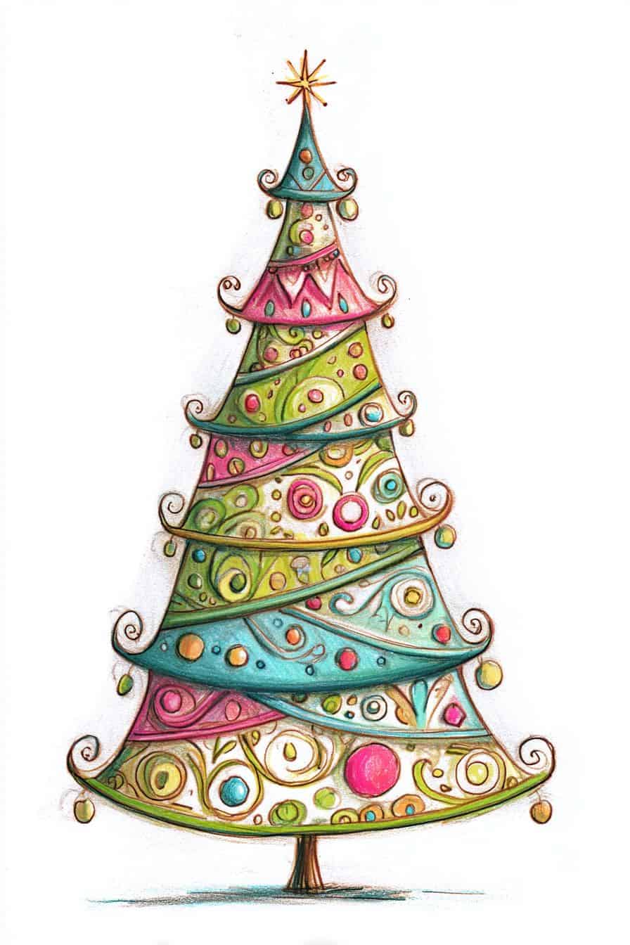 50 Christmas Tree Drawing Ideas: From Classic to Whimsical - The Sketch ...