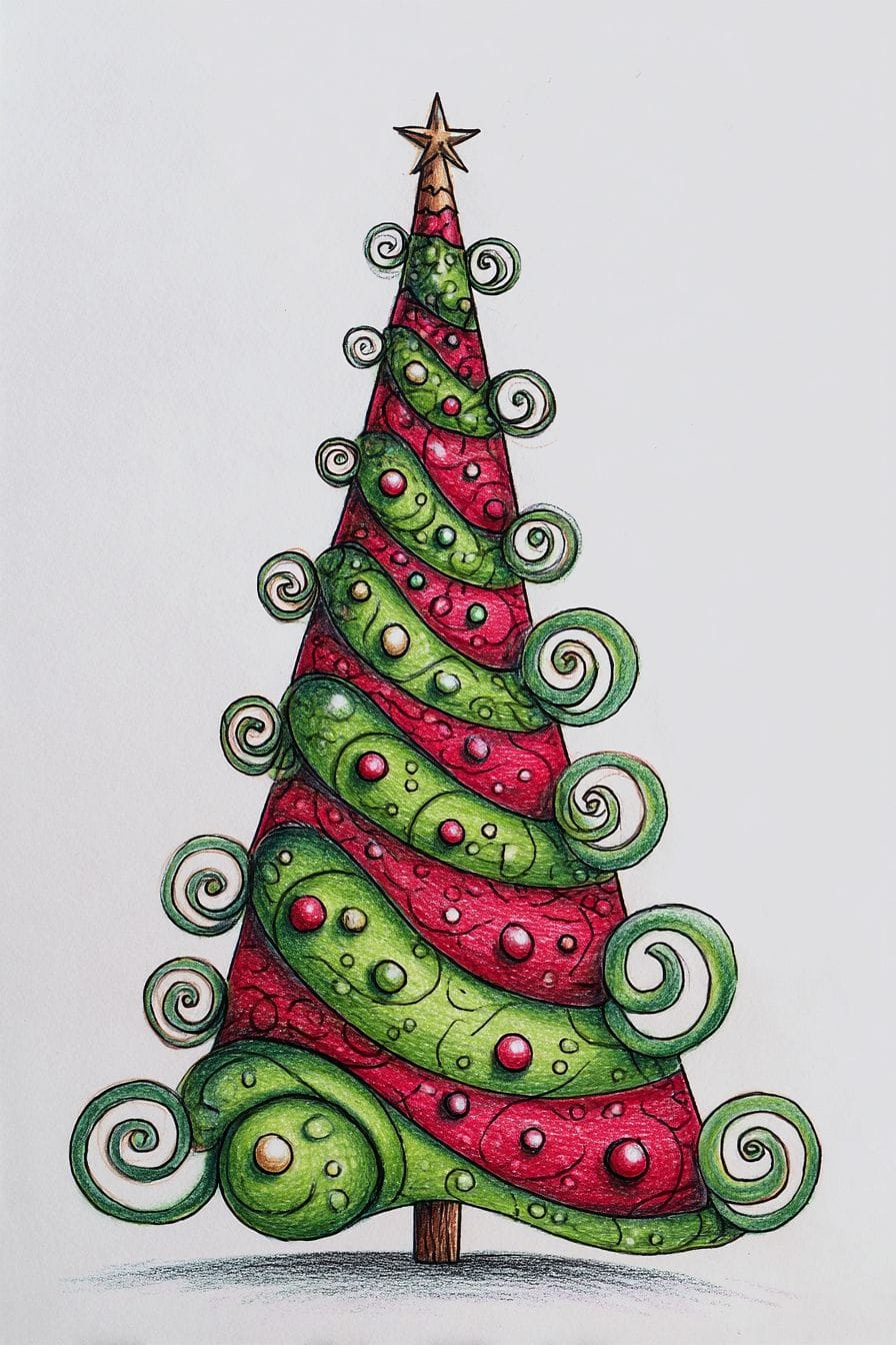 50 Christmas Tree Drawing Ideas: From Classic to Whimsical - The Sketch ...