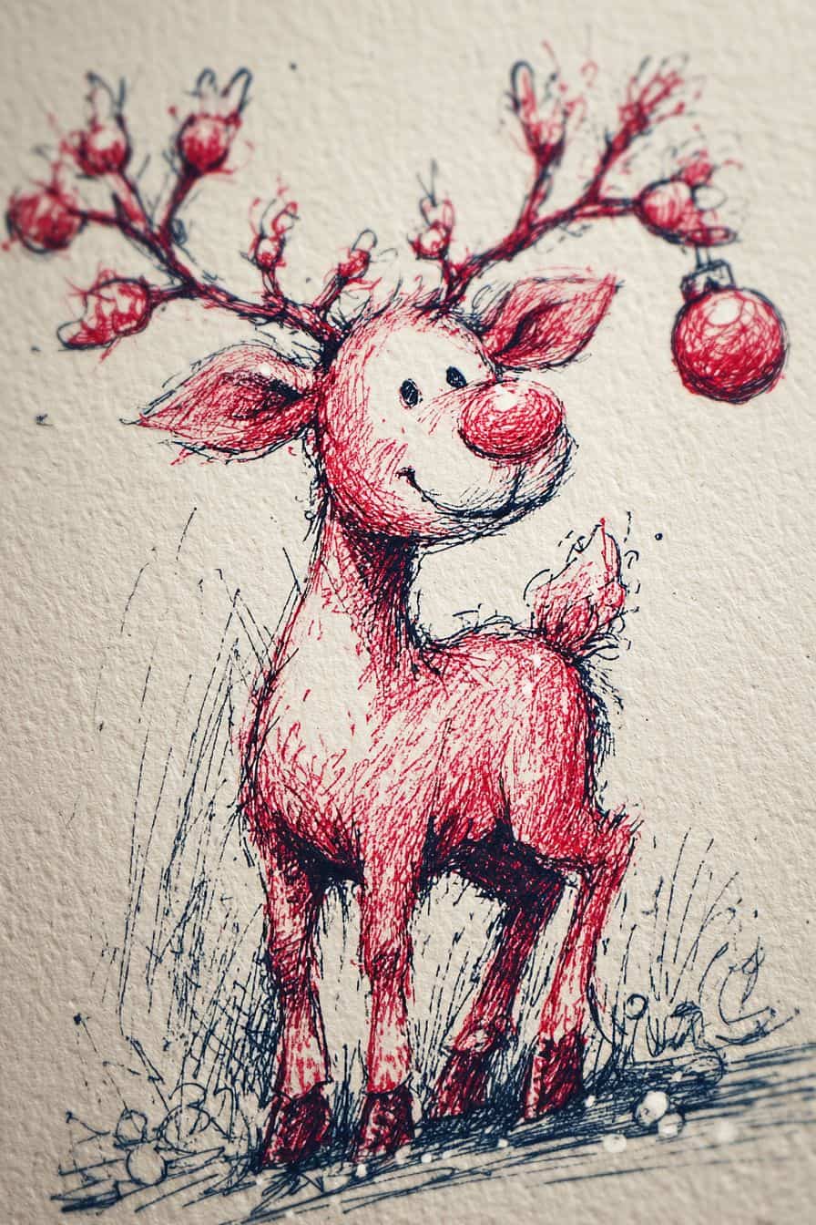 35 Magical Reindeer Drawing Ideas: From Christmas Cards to Holiday Home ...