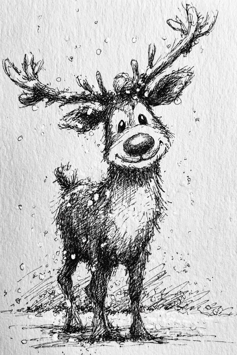 35 Magical Reindeer Drawing Ideas: From Christmas Cards to Holiday Home ...