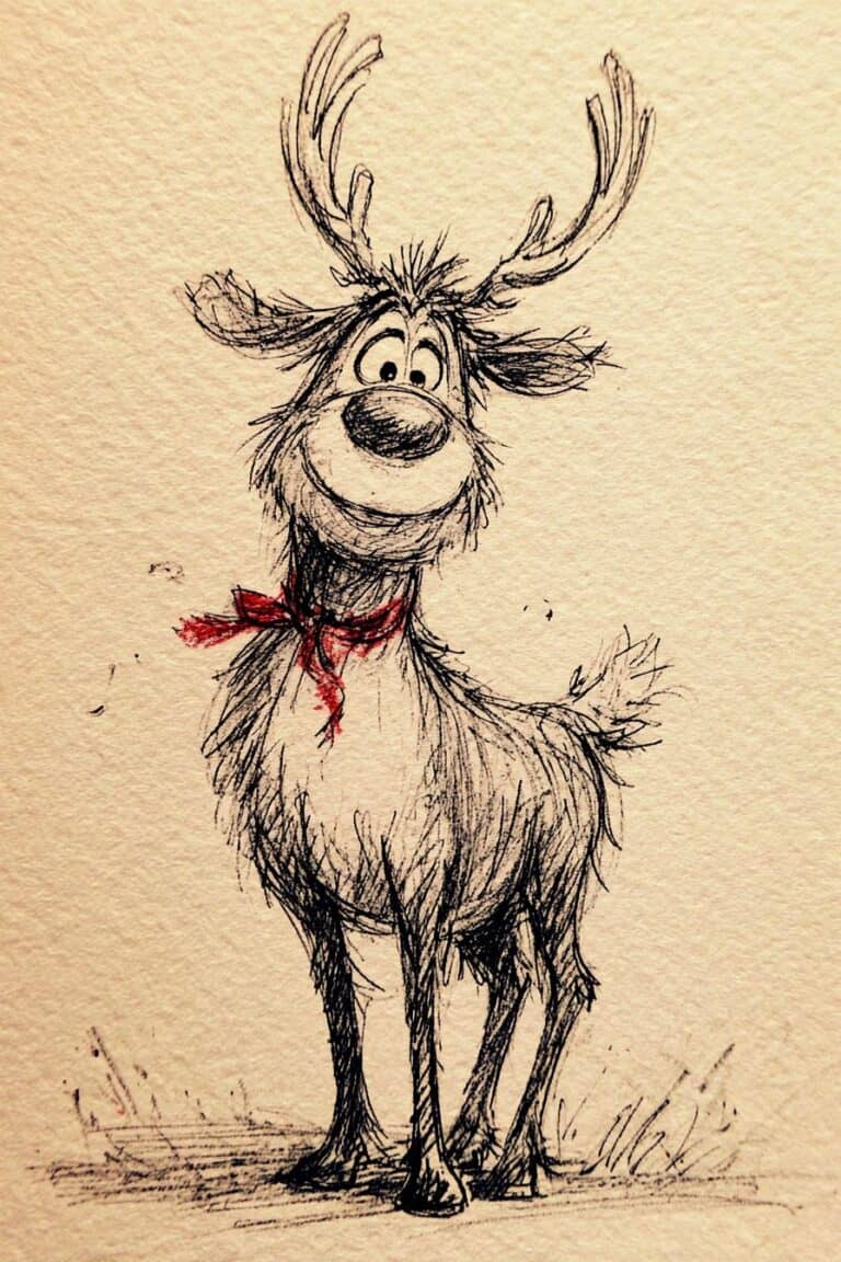 35 Magical Reindeer Drawing Ideas: From Christmas Cards to Holiday Home ...