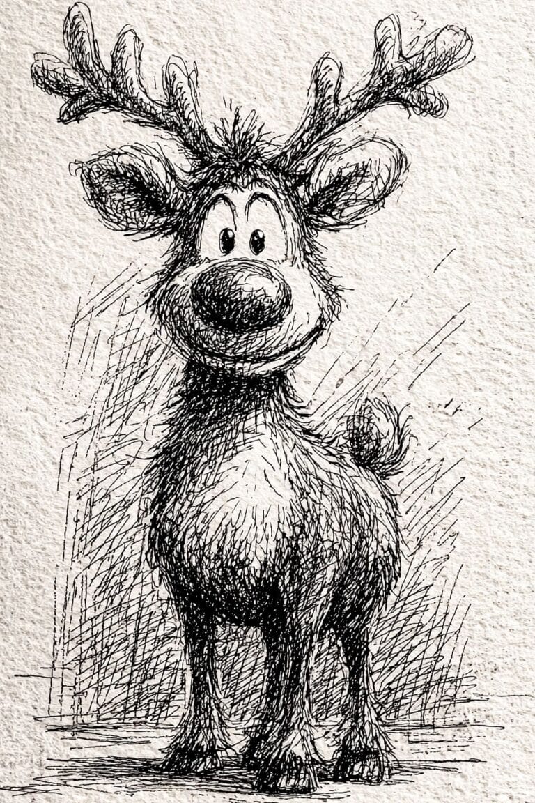 35 Magical Reindeer Drawing Ideas: From Christmas Cards to Holiday Home ...