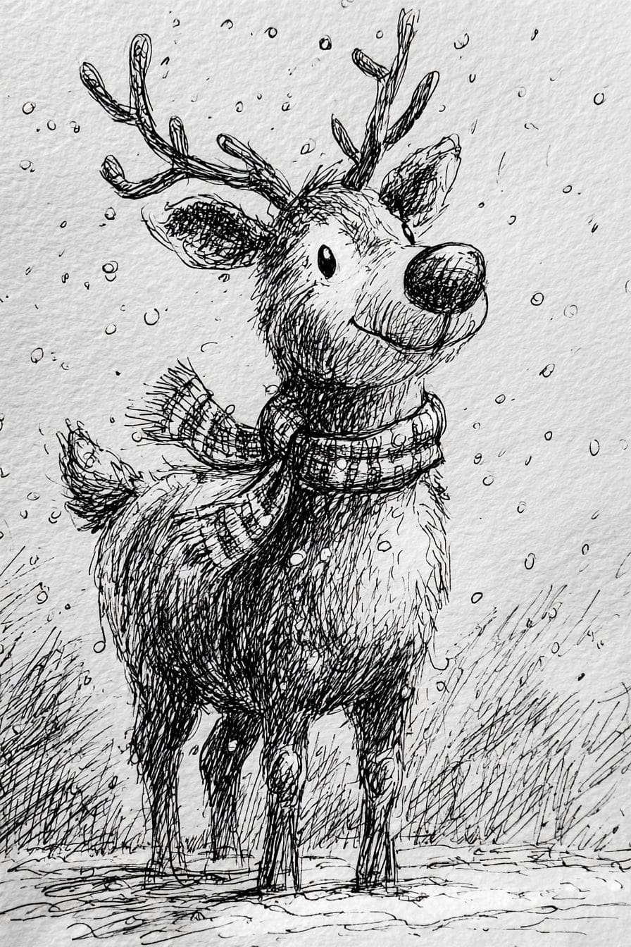 35 Magical Reindeer Drawing Ideas: From Christmas Cards to Holiday Home ...
