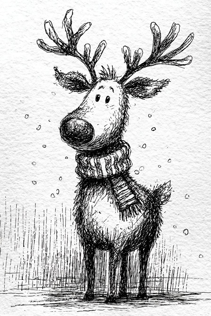 35 Magical Reindeer Drawing Ideas: From Christmas Cards to Holiday Home ...