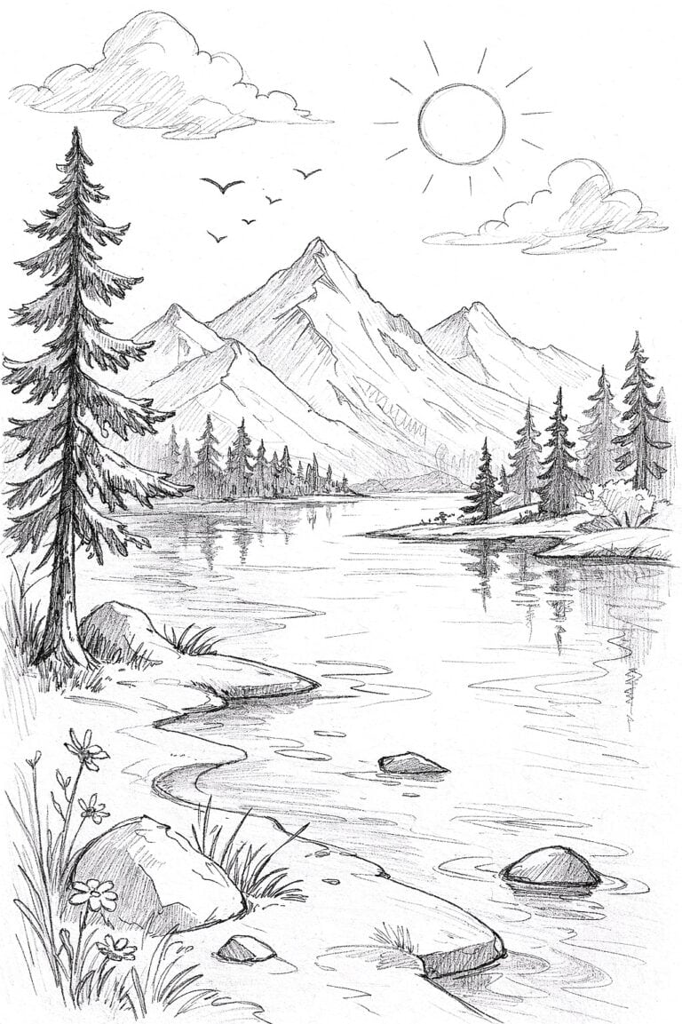 25 Super Simple Landscapes You Can Draw Easily - The Sketch & Doodle Club